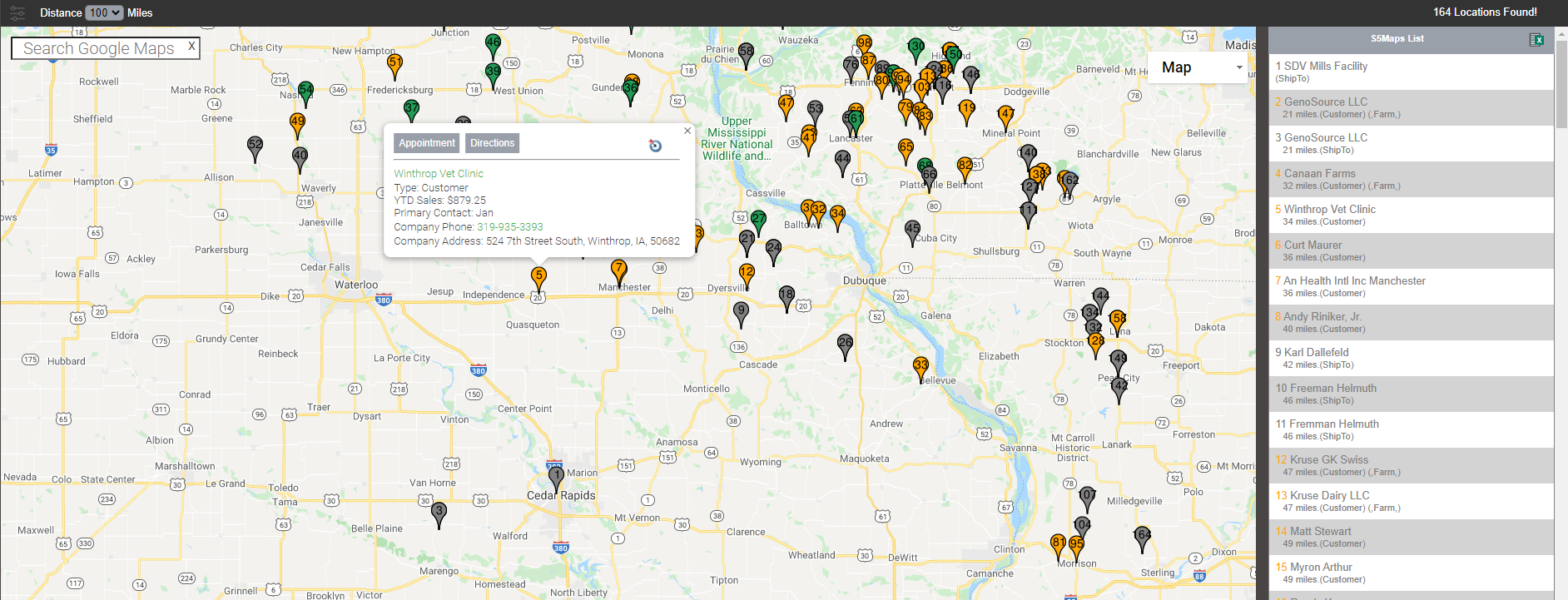 Sage CRM Google Maps | Visualize your data |My CRM Manager